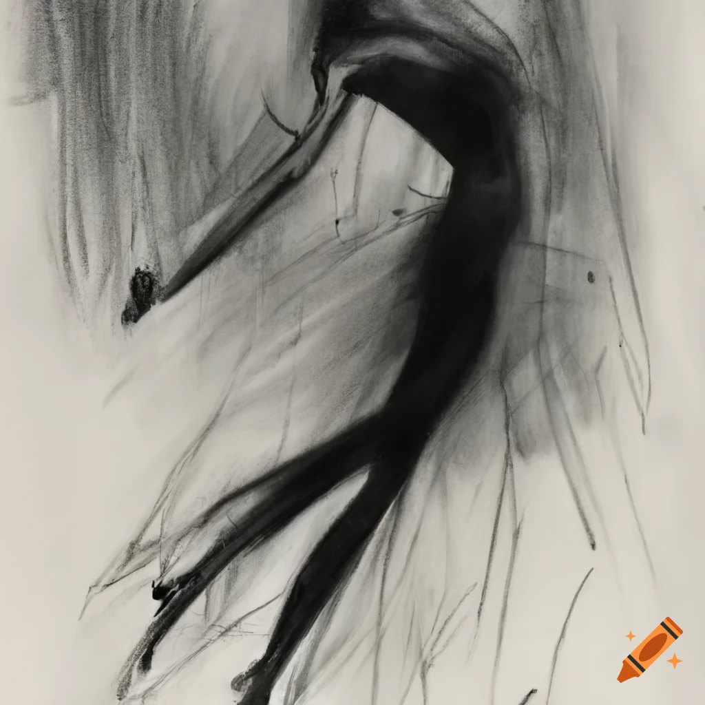 Abstract charcoal drawing of a modern dancer on Craiyon