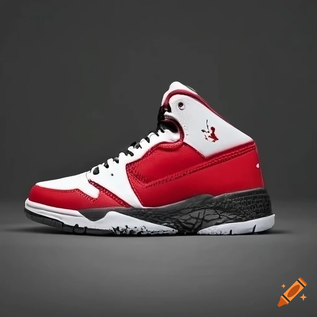 Air Jordan sneakers in black, red, and white with chunky tire sole ...