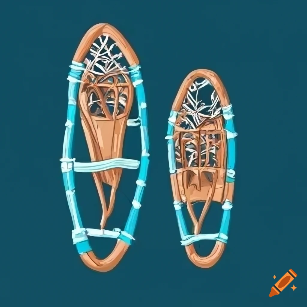 Hand drawn snowshoes set in vector illustration on Craiyon