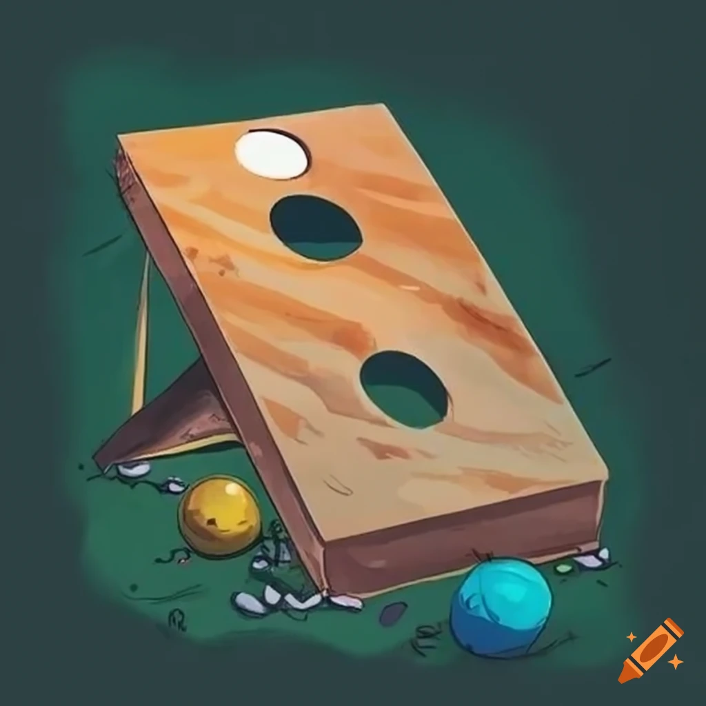 Cornhole game poster featuring sandbag throwing into the hole on Craiyon
