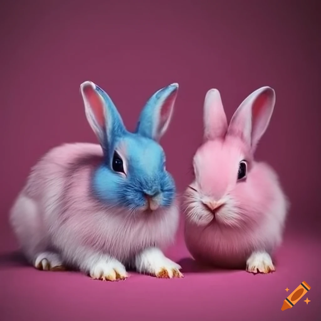 Pink and blue rabbit on Craiyon