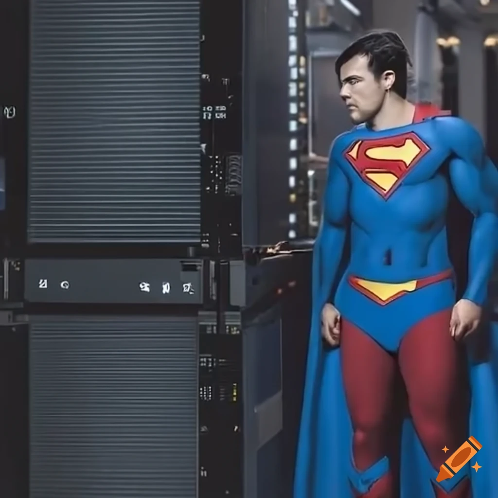 Superman fixing a server on Craiyon