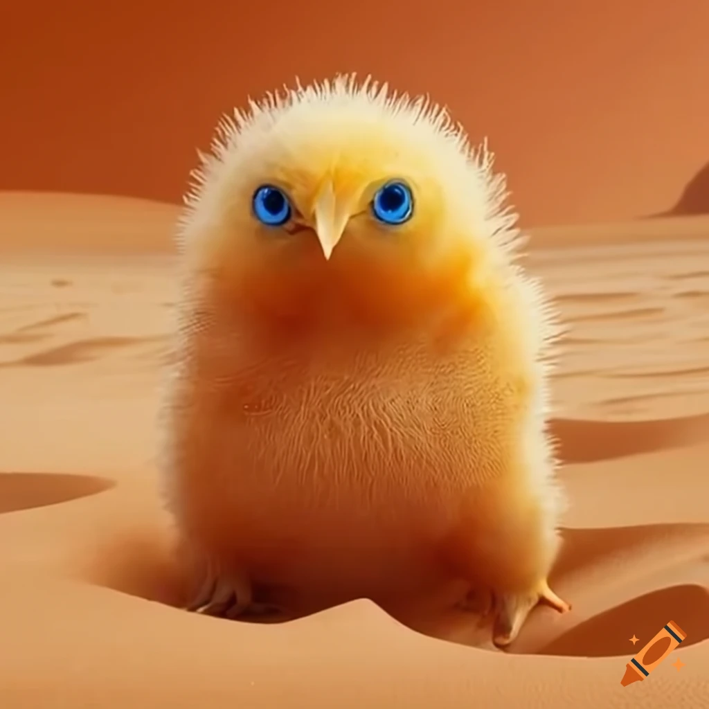 Giant chickling emerging from sand like a sandworm in dune on Craiyon