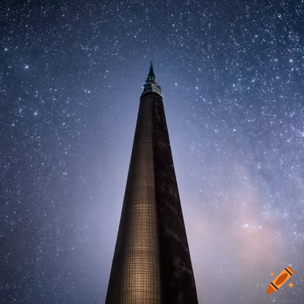 Strong and sturdy tower reaching into the sky on Craiyon