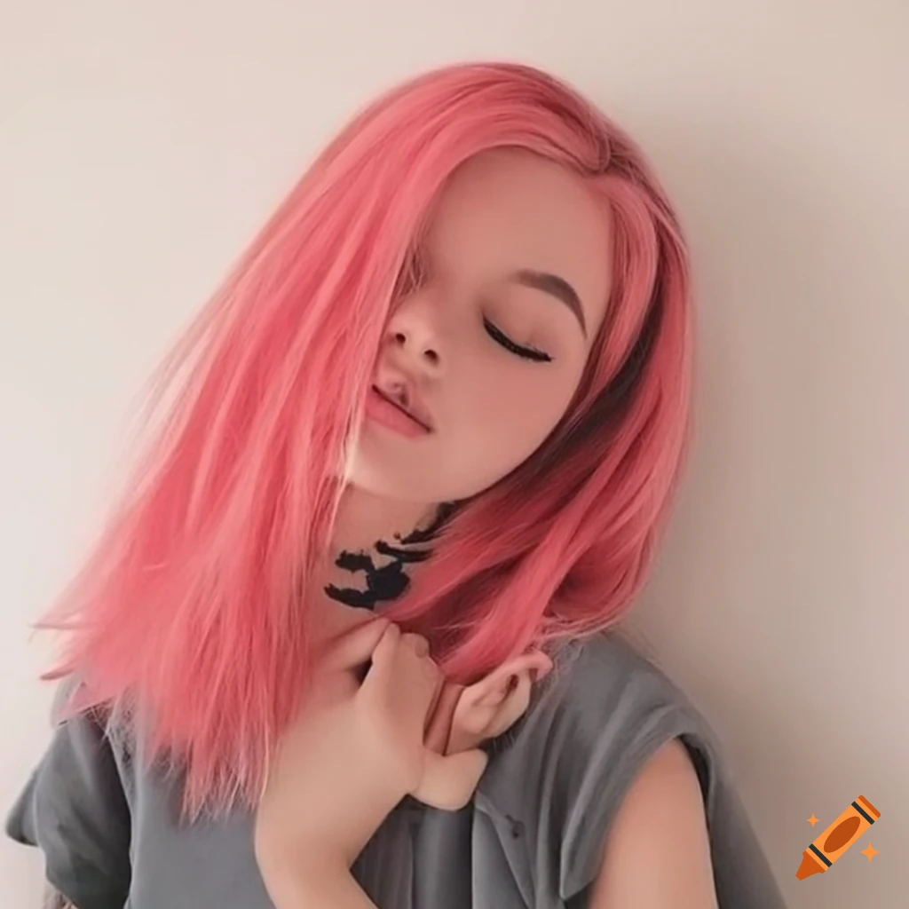 Cute aesthetic pink-haired girlfriend photo on Craiyon