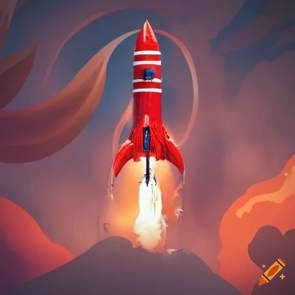 Red rocket ship on Craiyon