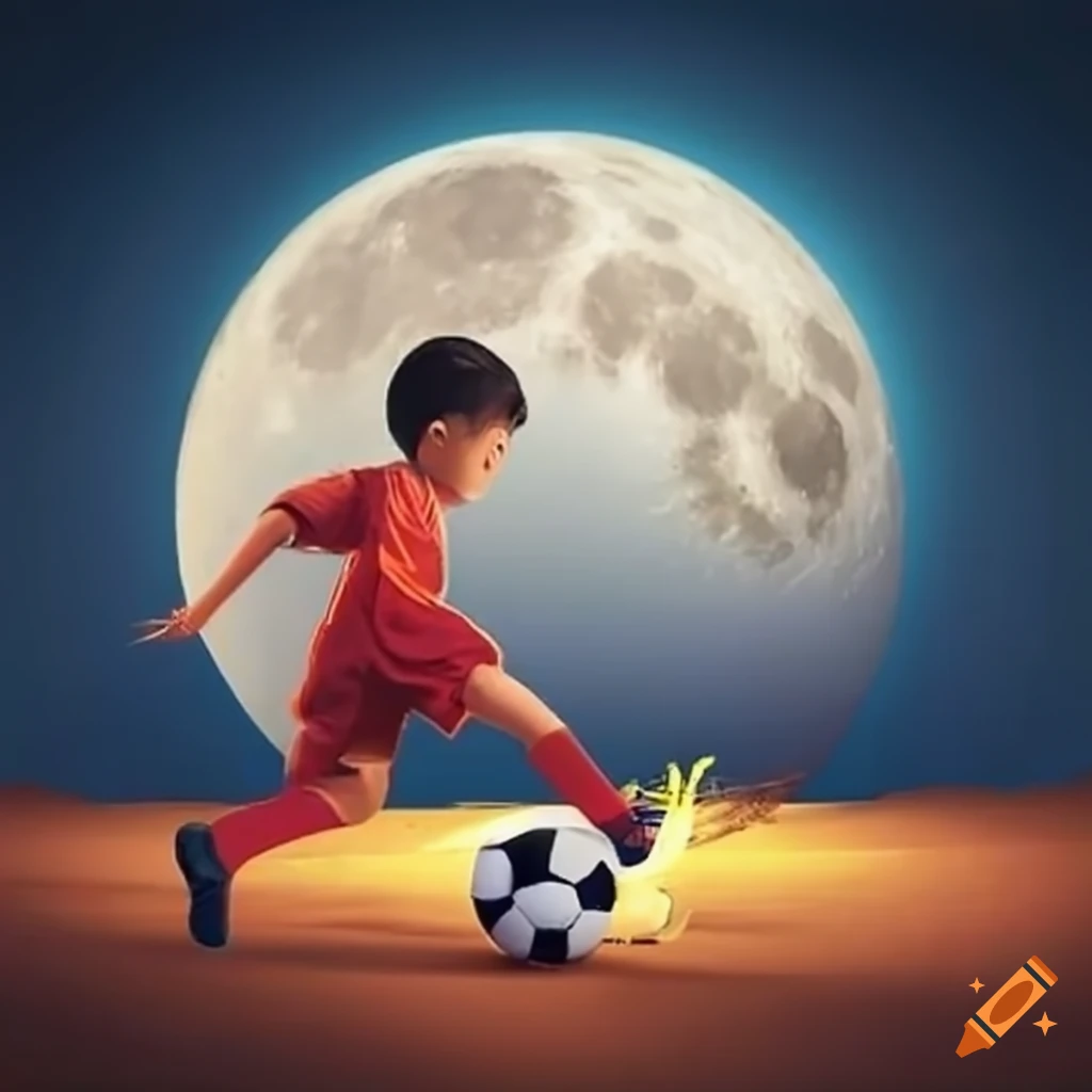 Children playing soccer on the moon on Craiyon