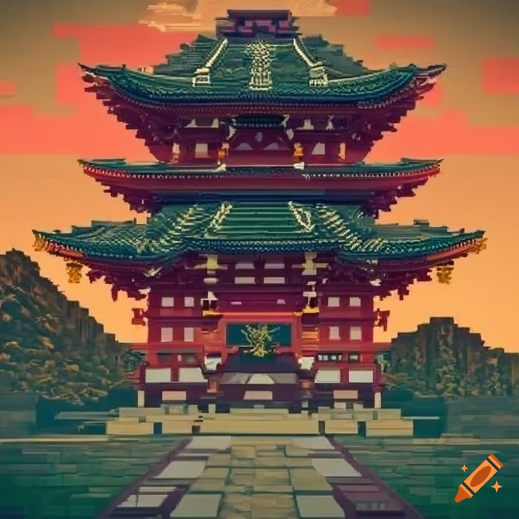 Pixelated japanese temple on Craiyon