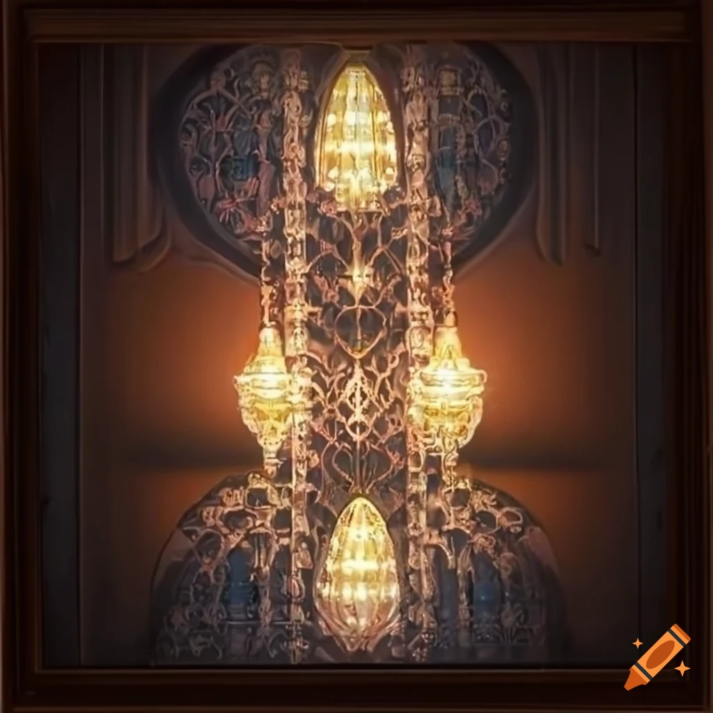 Gorgeous ornate lattice with cybertronic LEDs under cinematic lighting ...