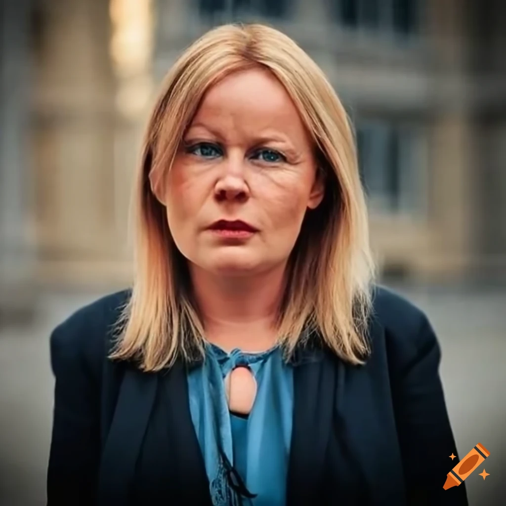 Norwegian politician sandra borch in front of a university on Craiyon