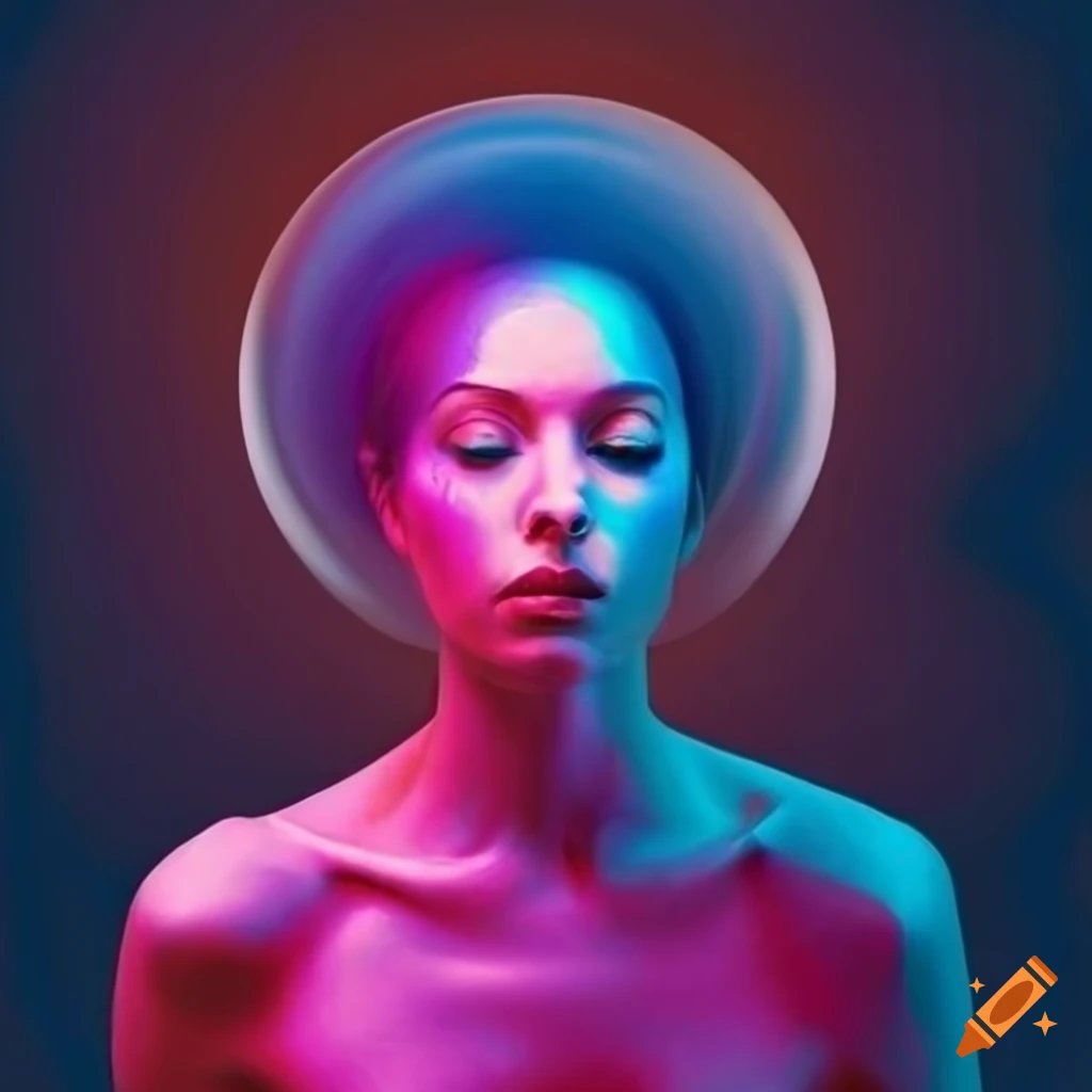 Abstract fluid style woman art on Craiyon