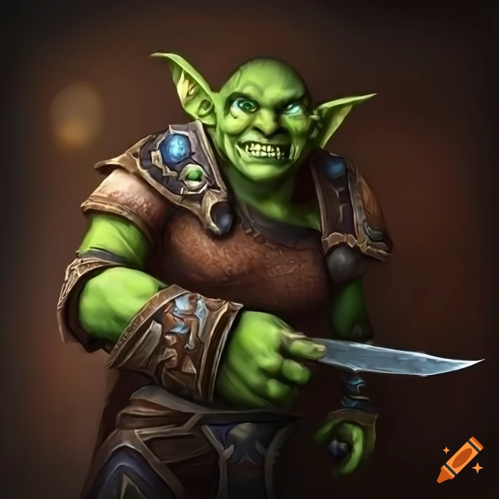 Goblin holding a dagger in a photo-realistic style similar to World of ...