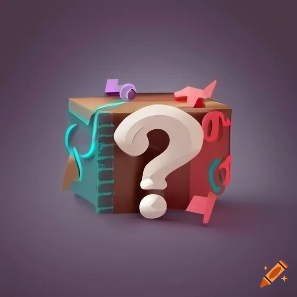 Mystery box with question marks on Craiyon