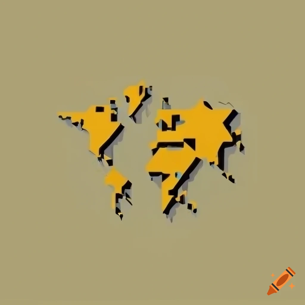 Simplified, minimalistic world map design with yellow triangles on Craiyon