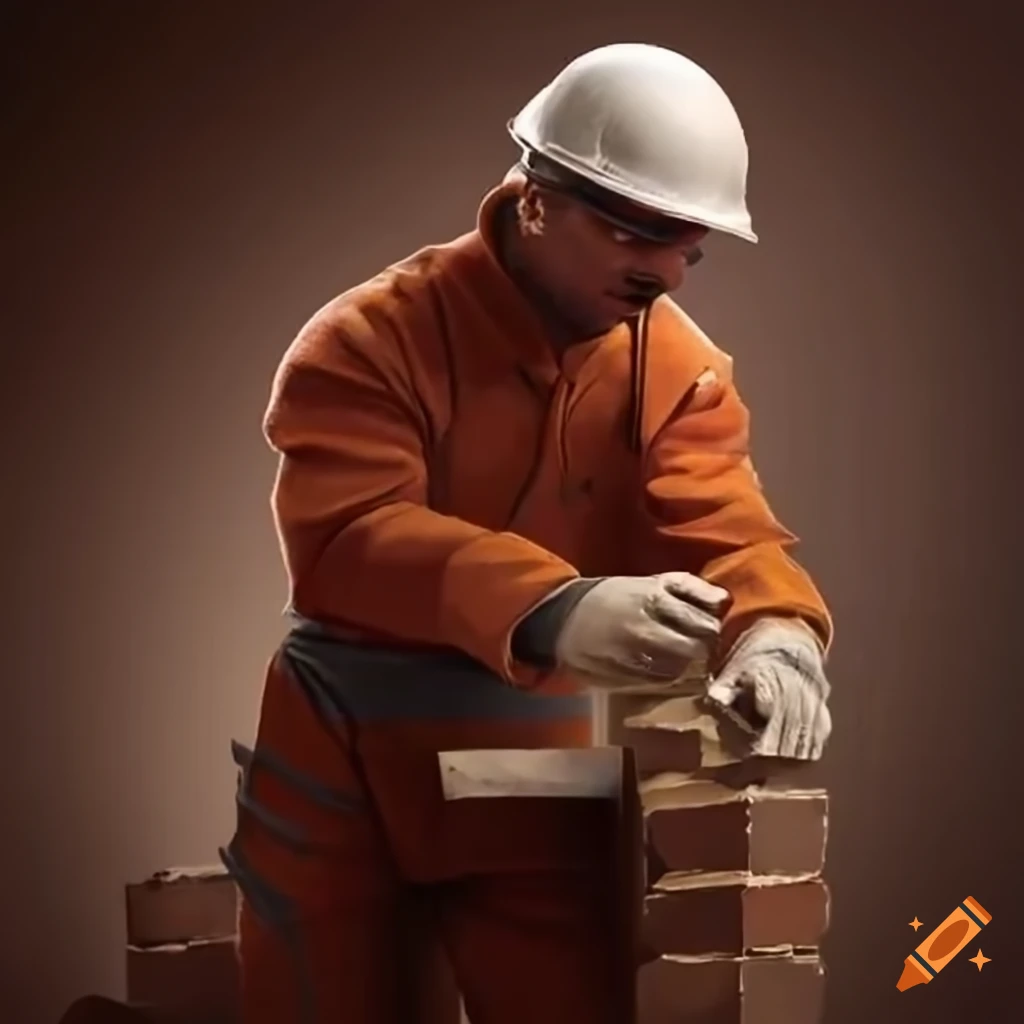 Masonry worker in a storefront poster advertisement on Craiyon