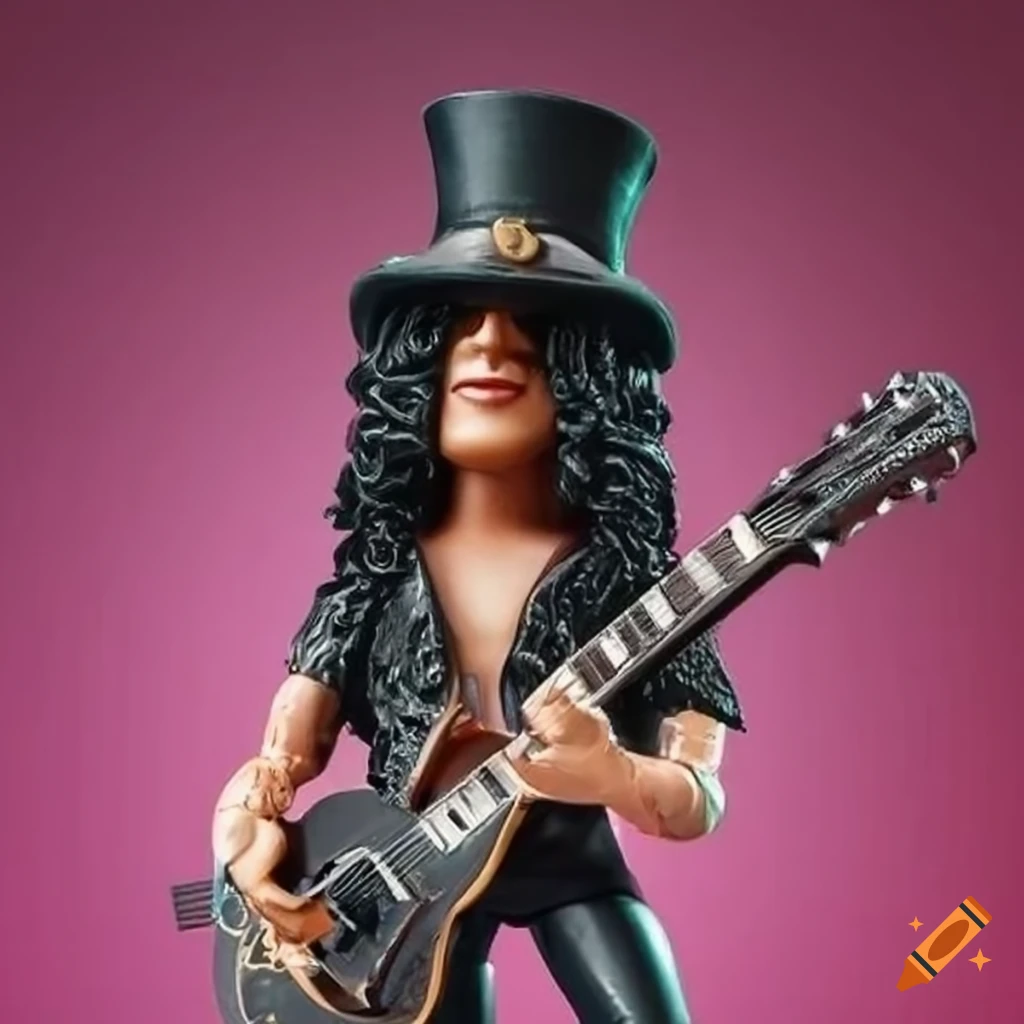 Caricature action figures of Slash and Axl Rose performing on a mini ...