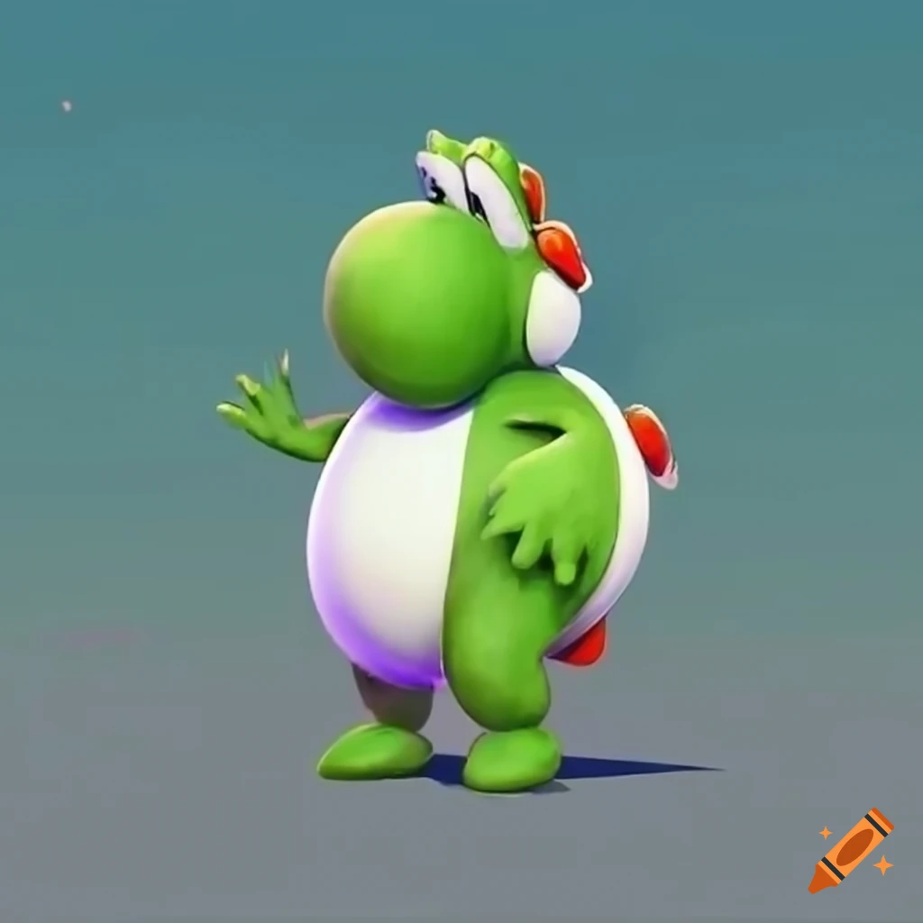 Illustration of iconic green Yoshi from Super Mario Bros. with a ...