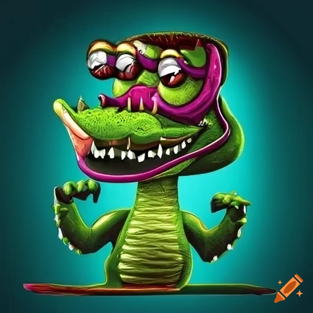 Funky poster featuring funny skinny crocodiles on Craiyon