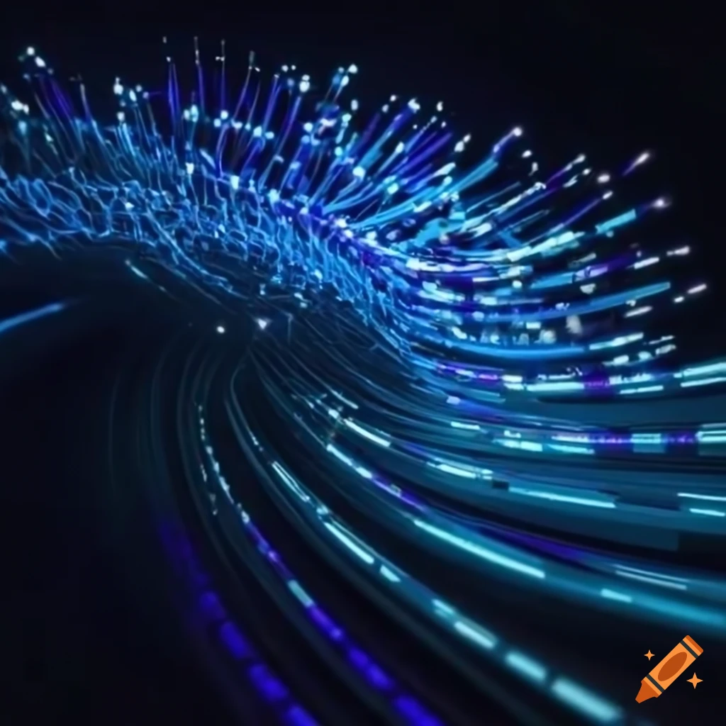 Data traveling through high-speed fiber optic network on Craiyon