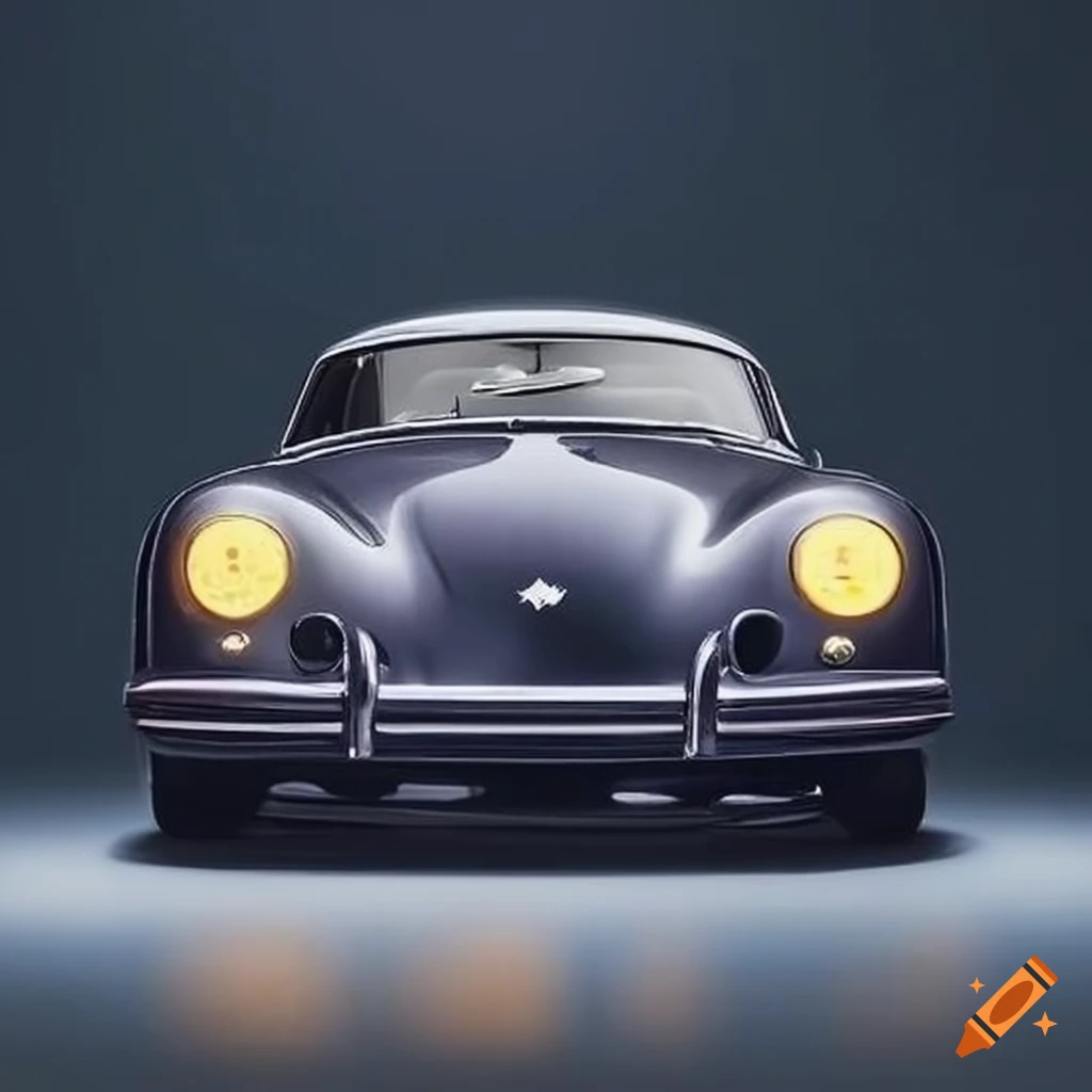 Art deco inspired new Porsche 911 front view at night without bumpers ...