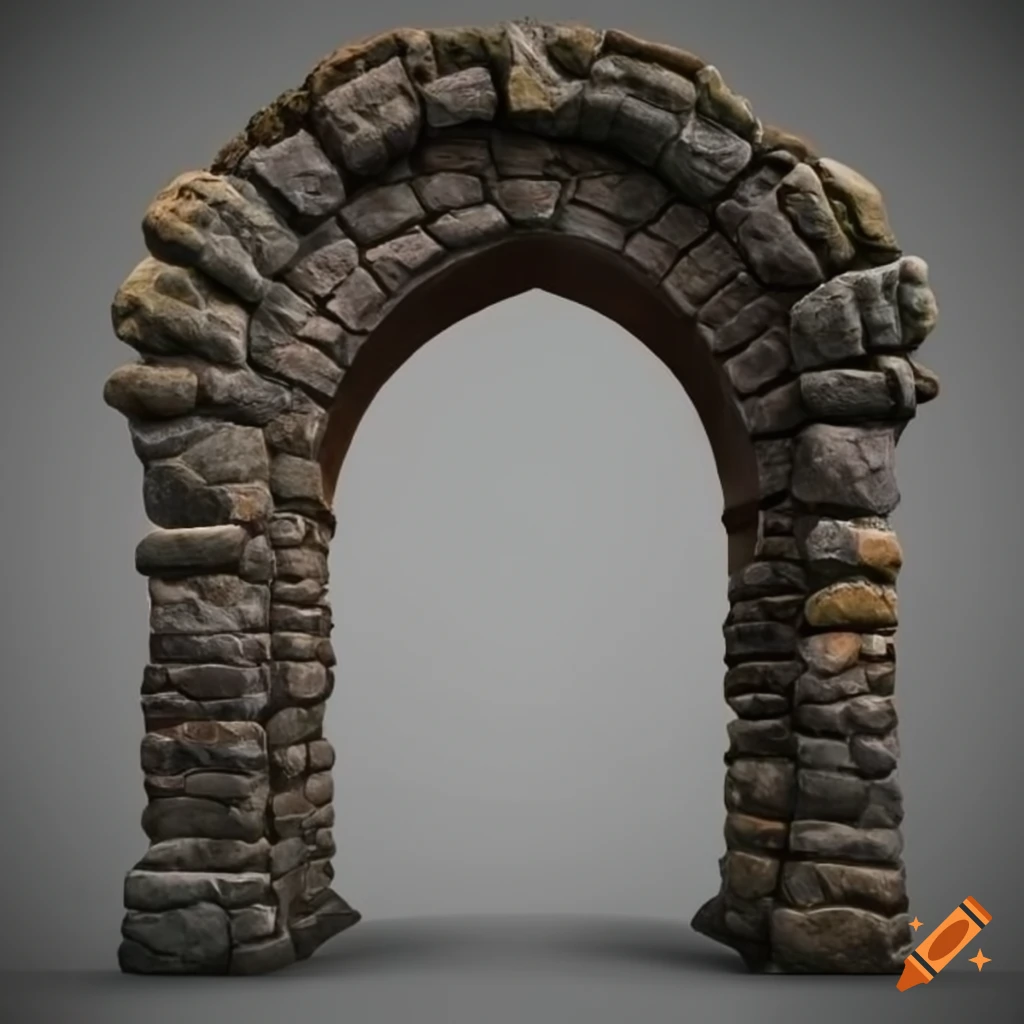 Cobblestone archway and door on Craiyon