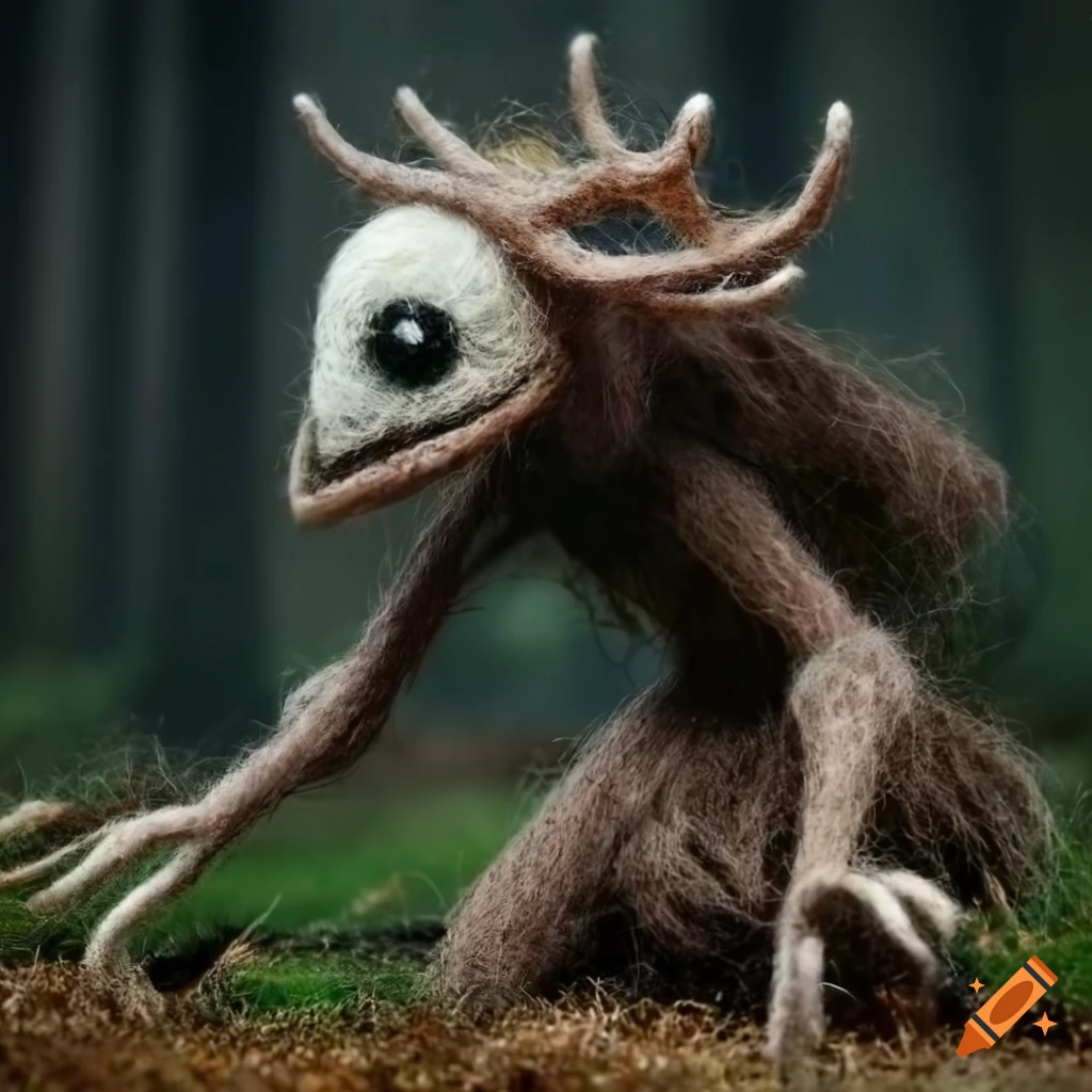 Wendigo in a dark forest with burning background on Craiyon