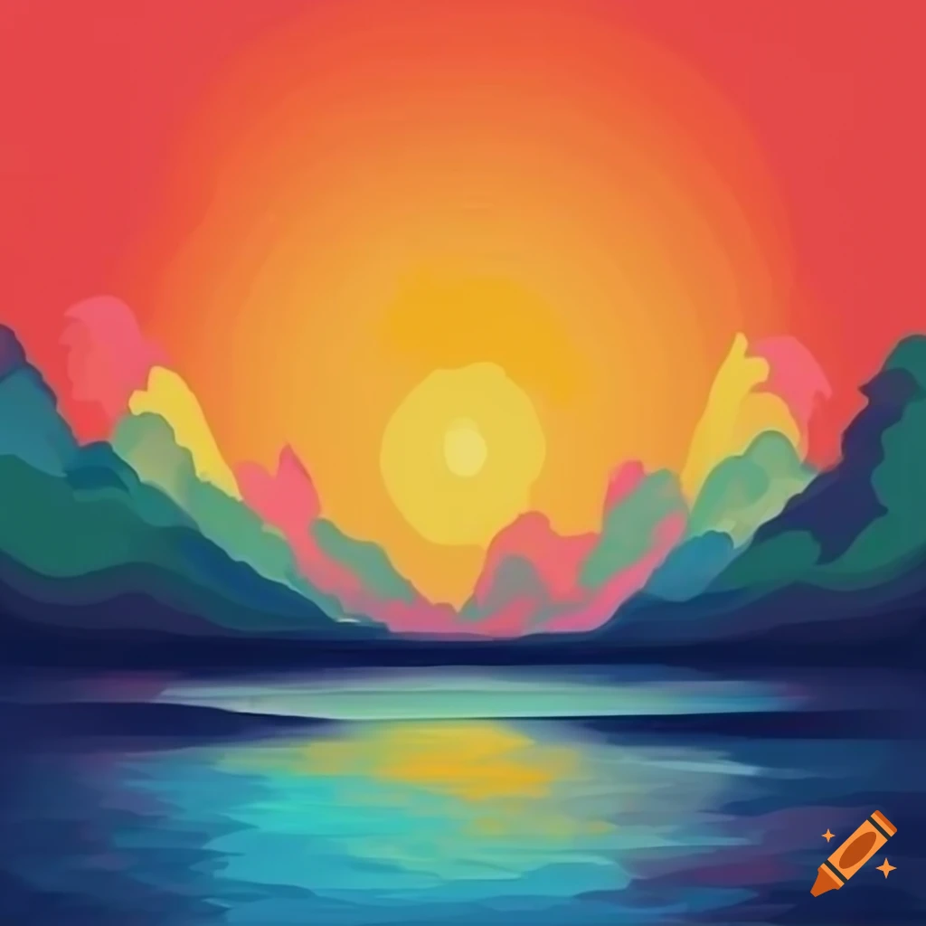 Colorful simple paradise landscape background on Craiyon