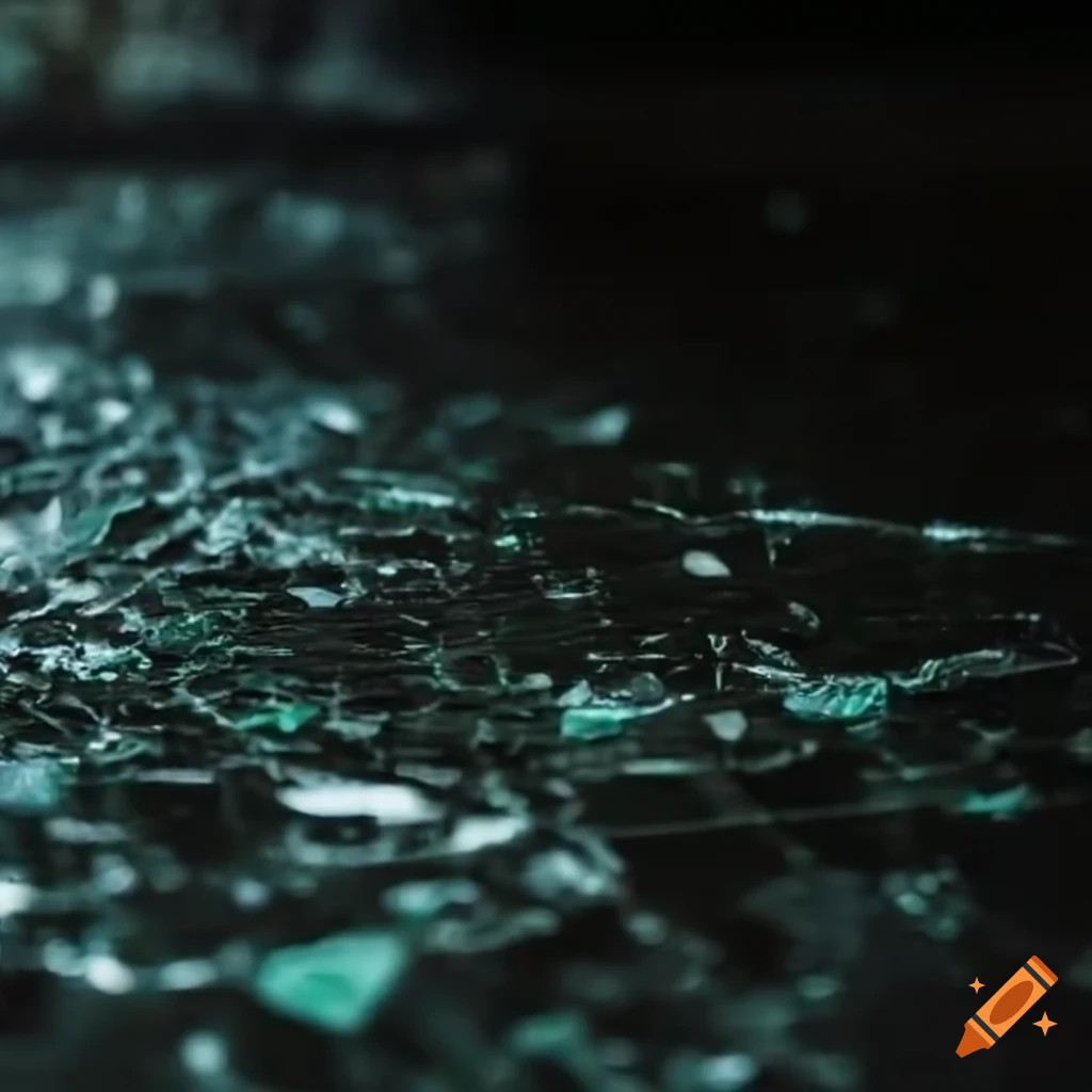 Broken glass scattered on the floor on Craiyon