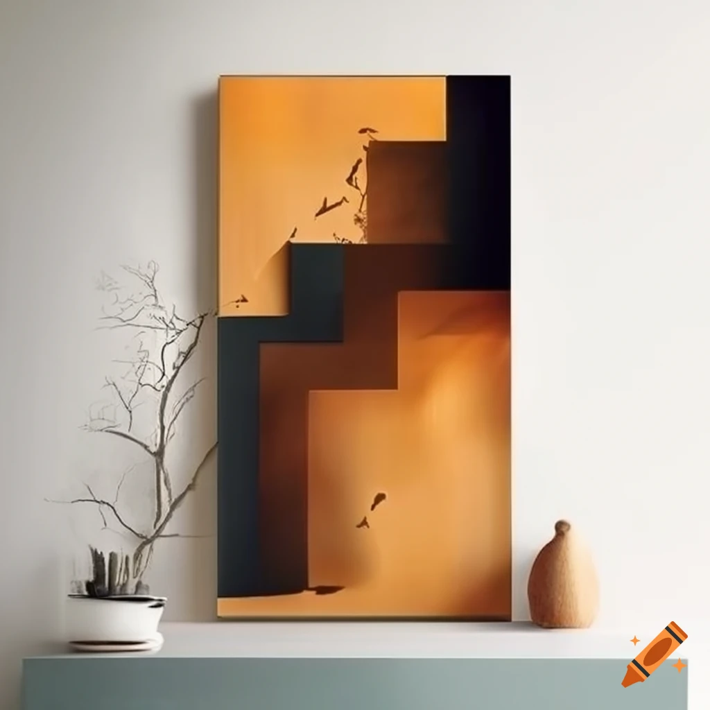 Abstract oak tree made of rectangular shapes in artwork on Craiyon