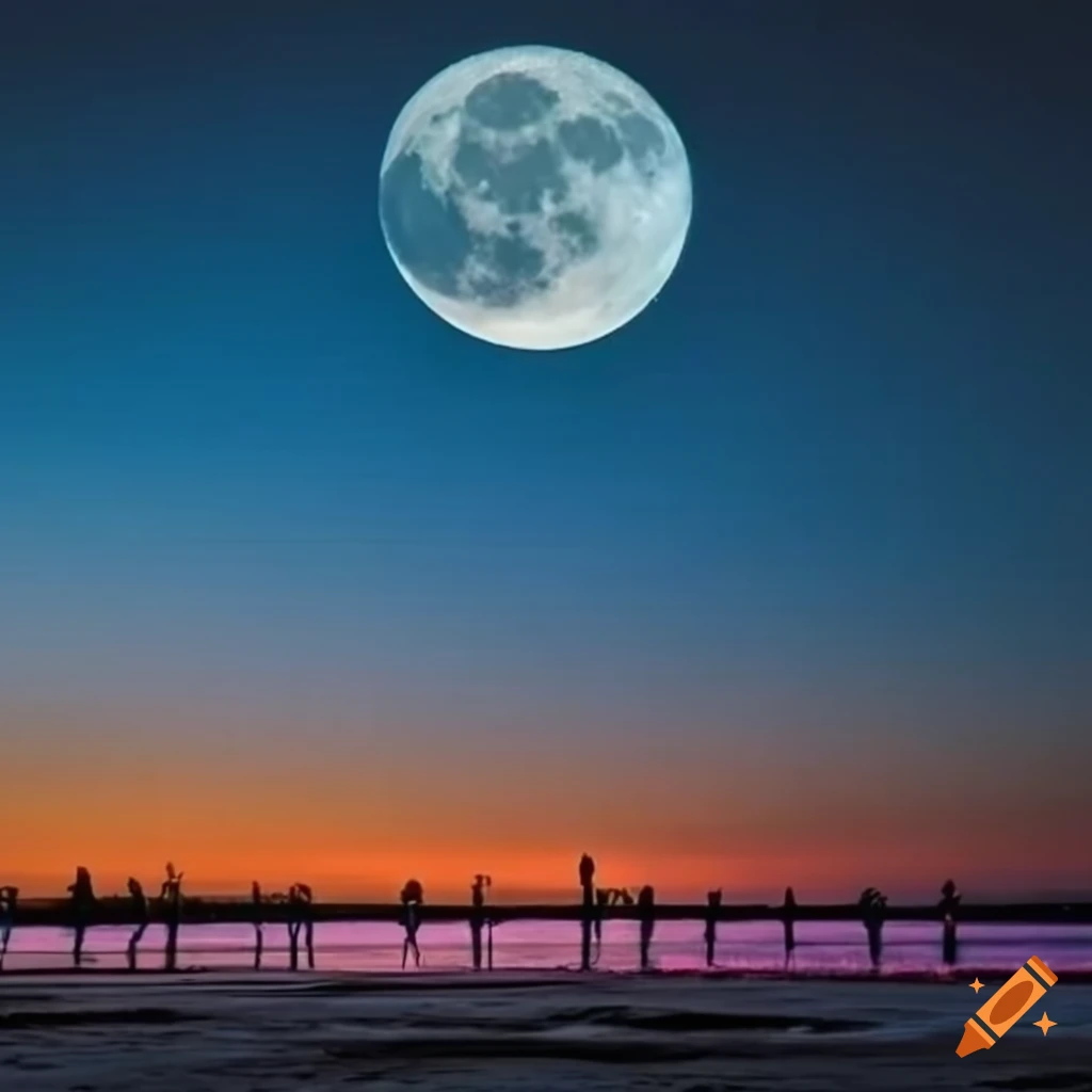 Salt marshes at night with moon and smugglers paludiers on Craiyon