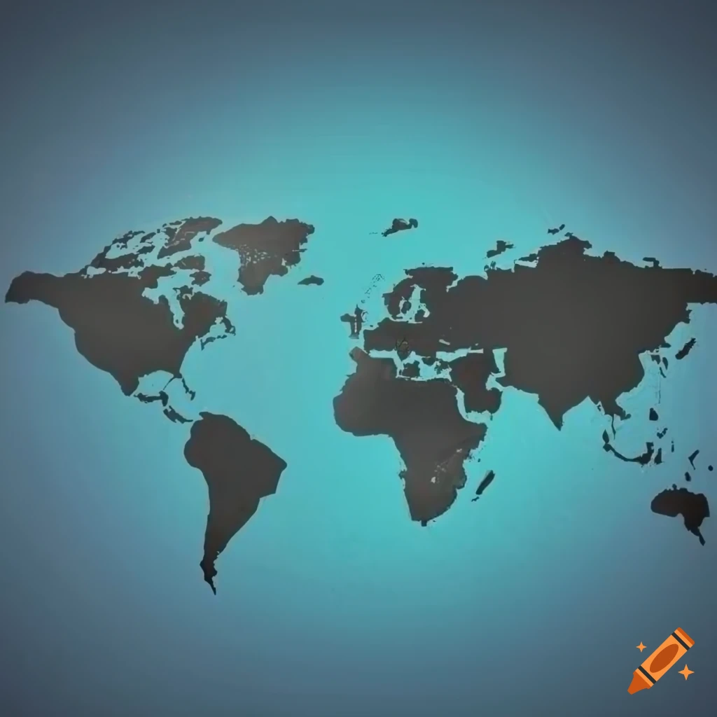 World map with large empty square surrounded by continents on Craiyon