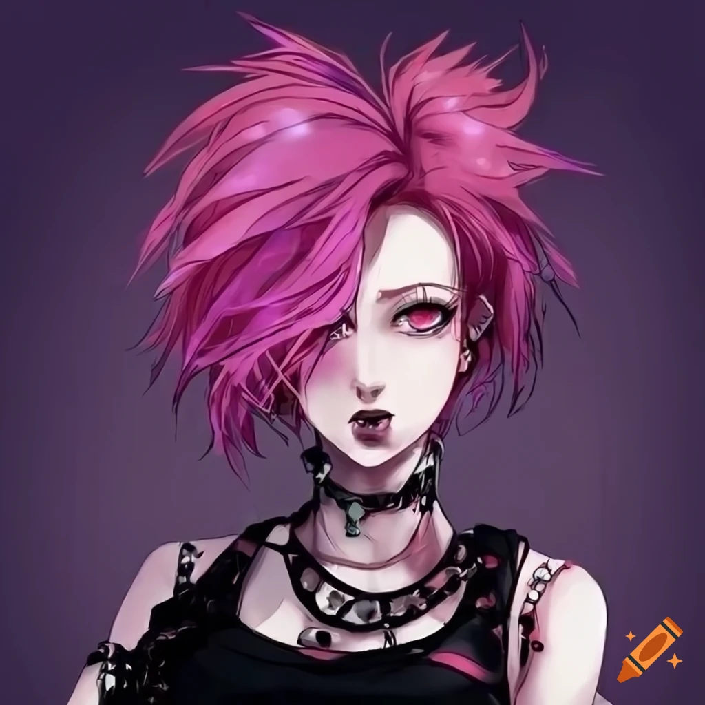 Anime punk woman character on Craiyon