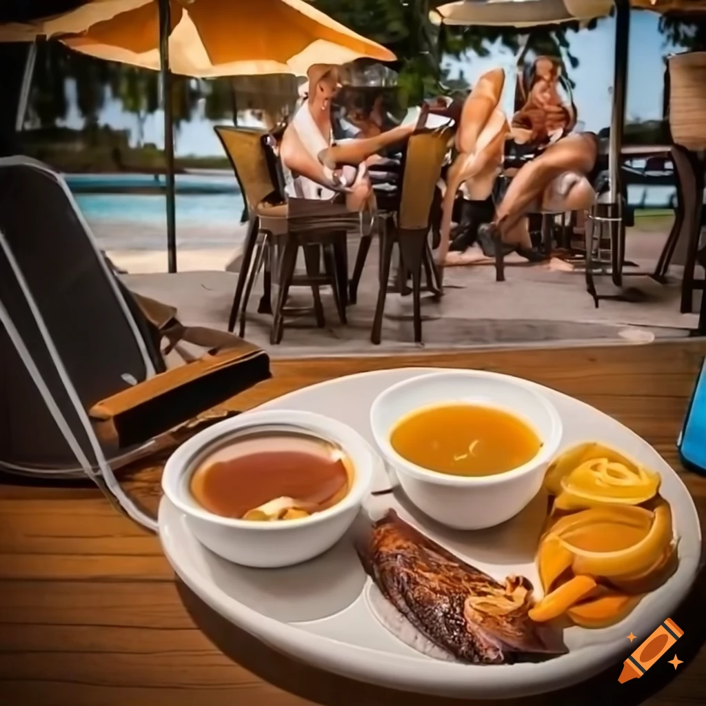 Buffet by the poolside on Craiyon
