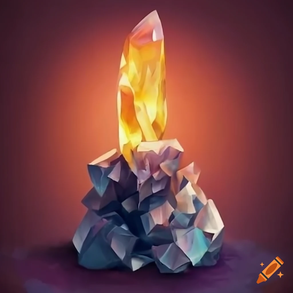 Pot on crystals with burning crystals on Craiyon