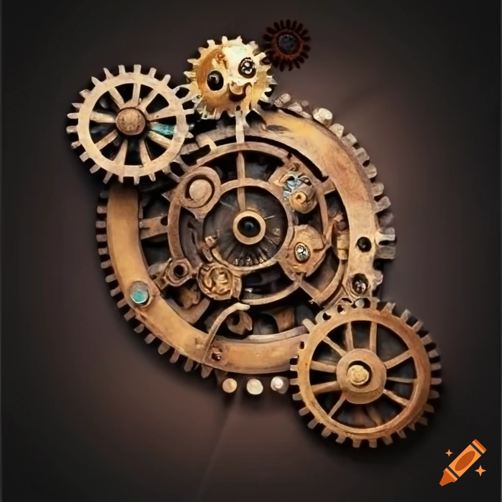 Steampunk gears on Craiyon