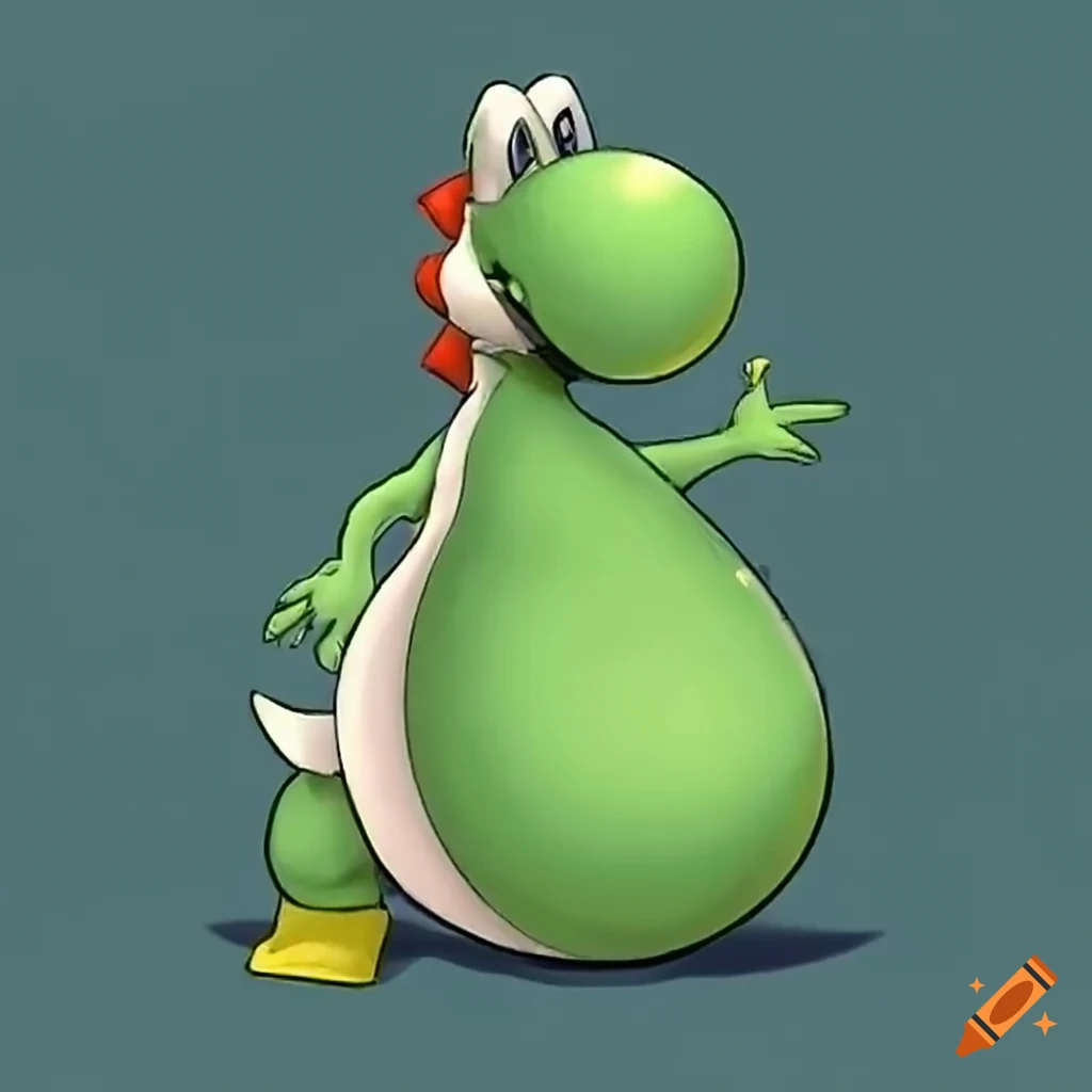 Green Yoshi from Super Mario with a large belly in vibrant HD detail on ...