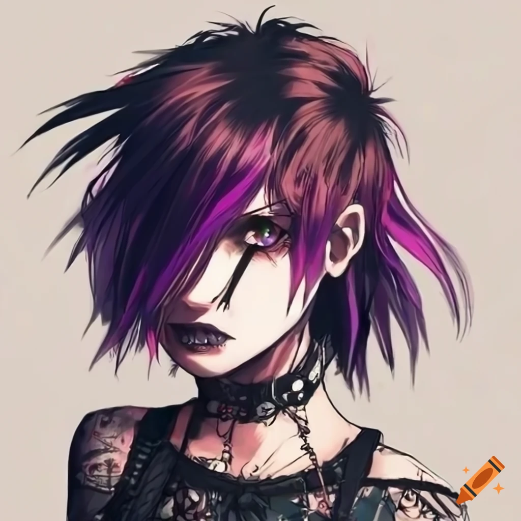 Anime punk woman character on Craiyon