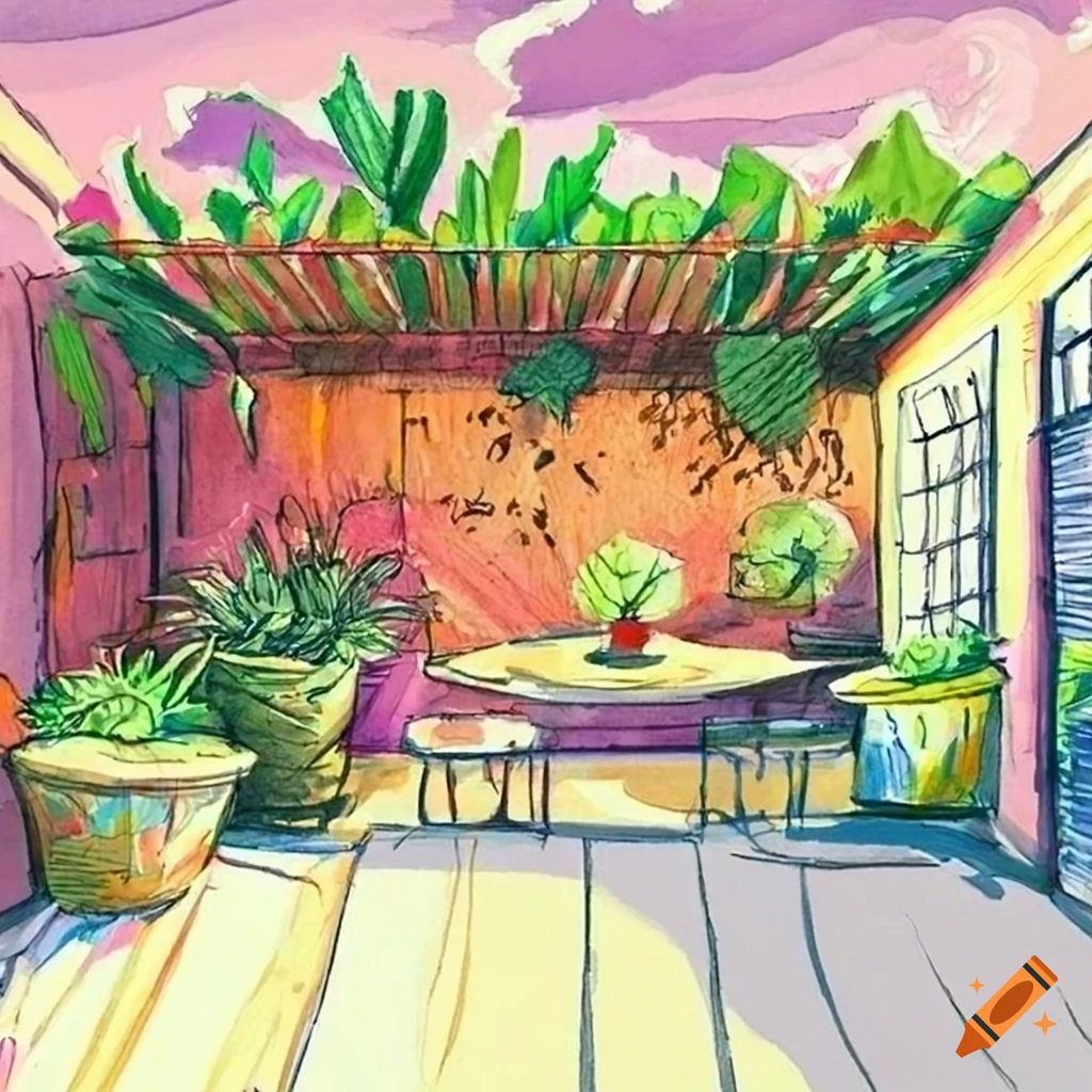 Terrace drawing on Craiyon