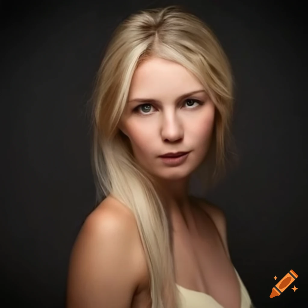 Blonde female recruiter in office attire, portrait shot on Craiyon