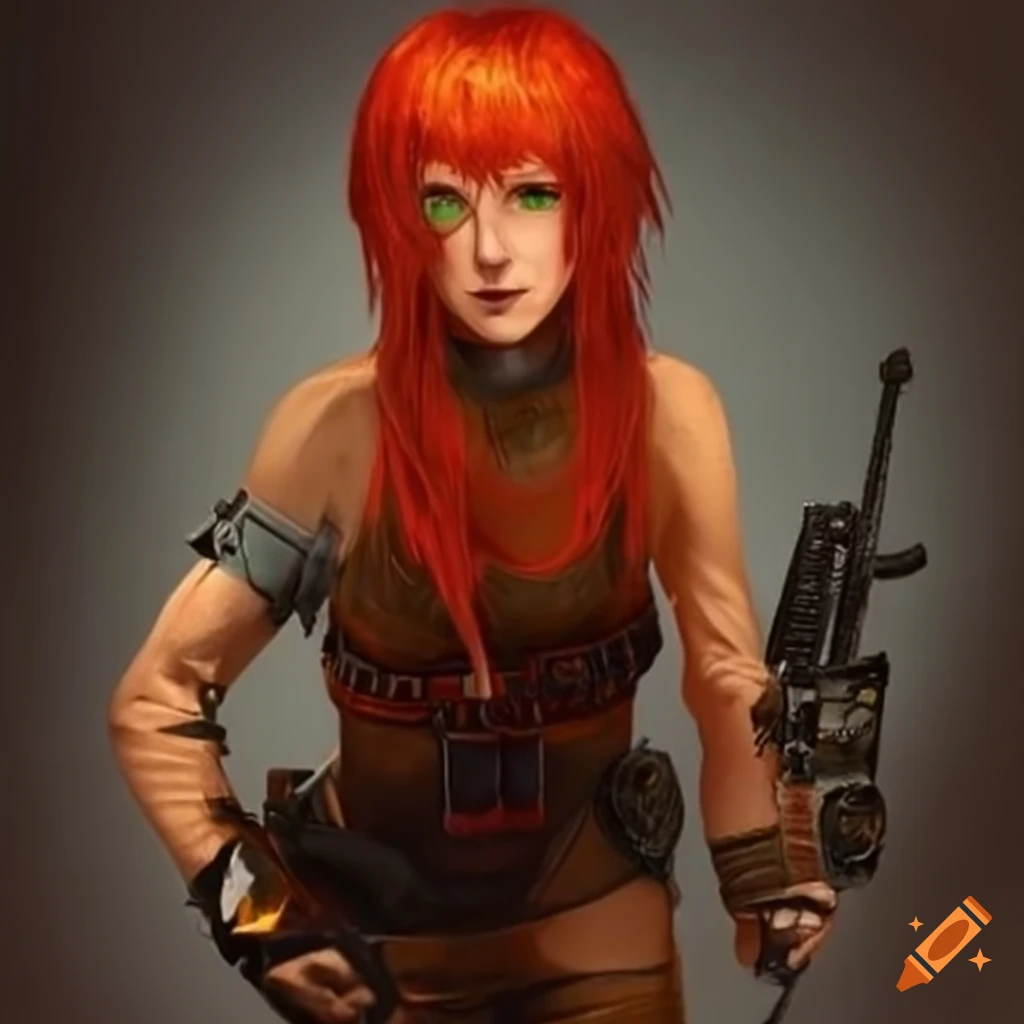 Tank girl with red hair on Craiyon