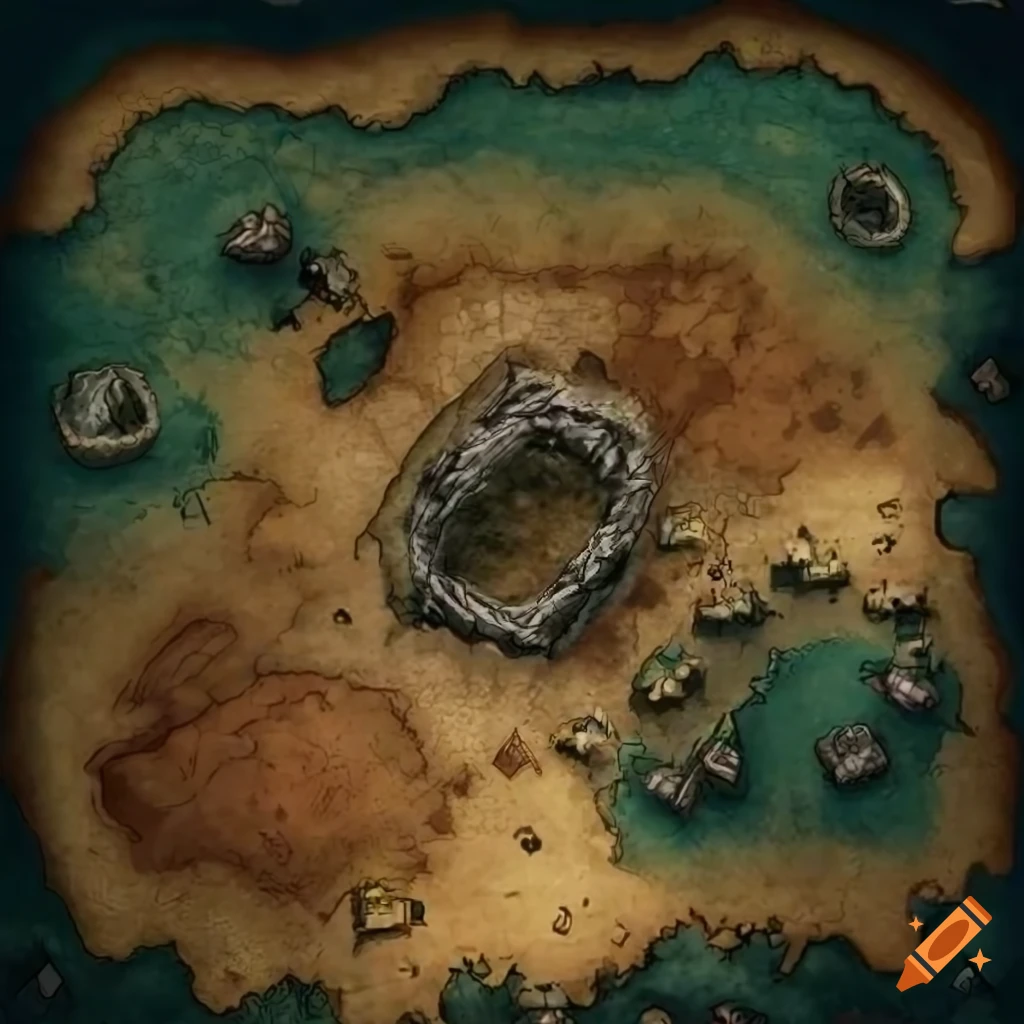 Detailed battle map for dungeons and dragons with megalithic site ...