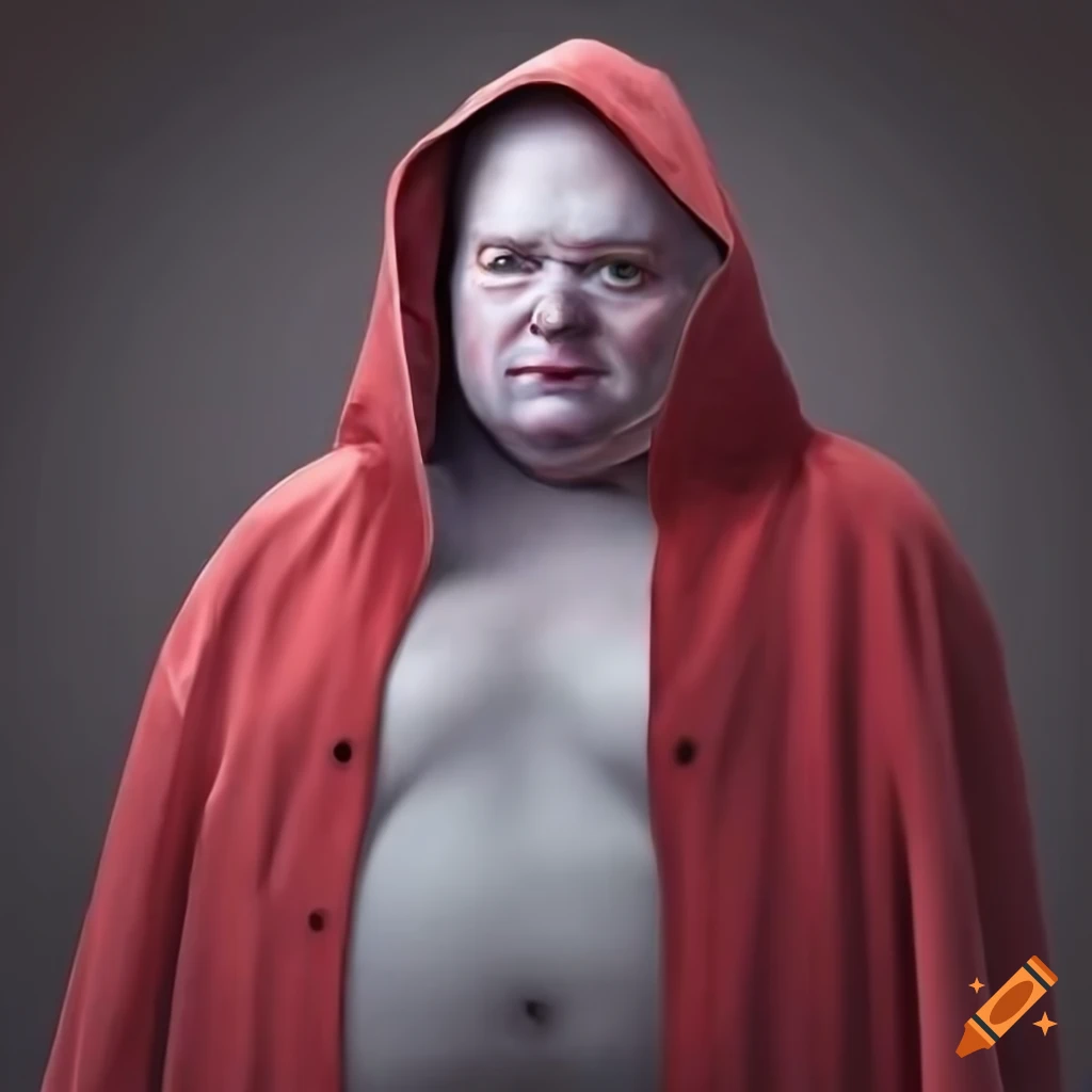 Portrait of man in crimson wizard robe with hood up on Craiyon