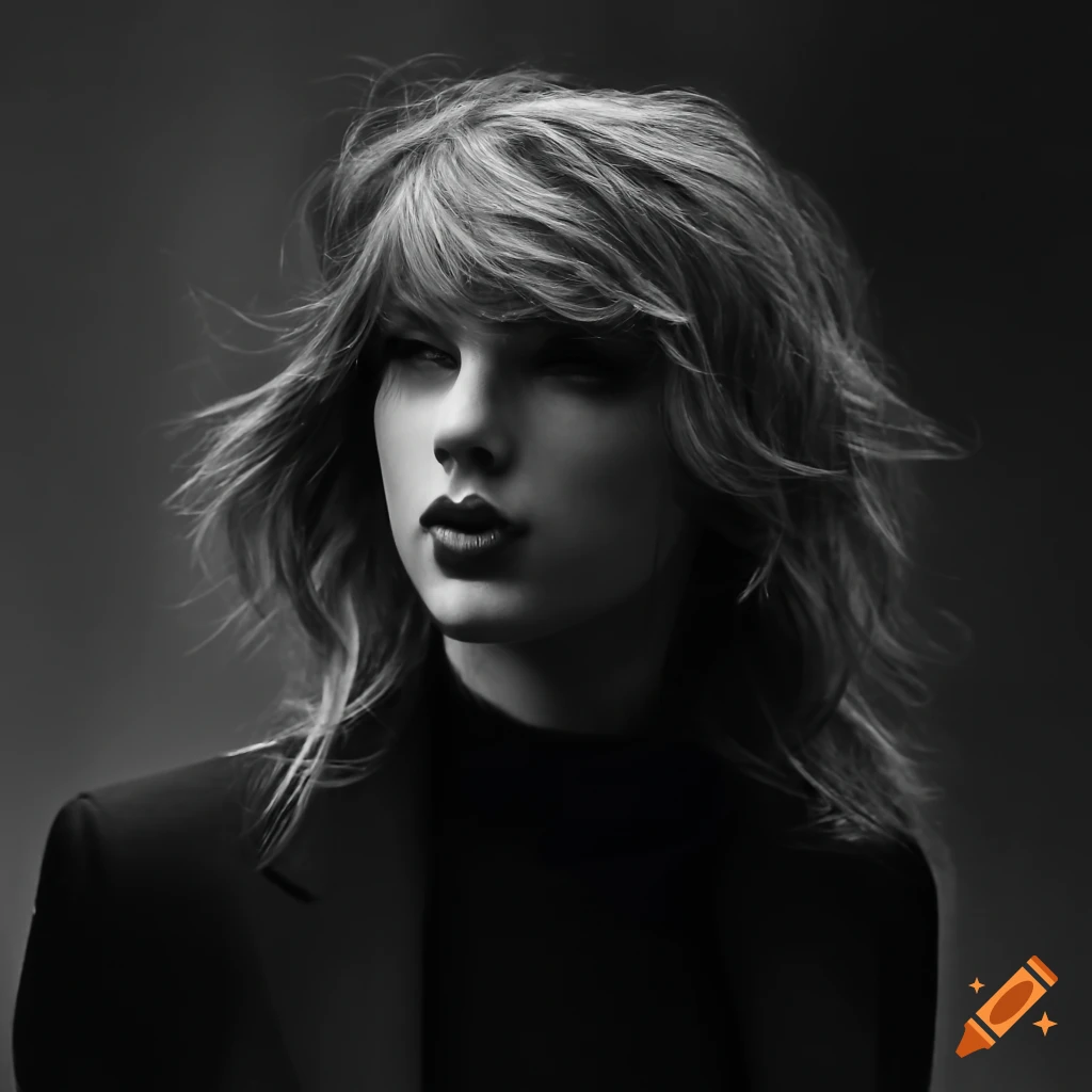 Taylor Swift's stylish black and white album cover with wavy hair and ...