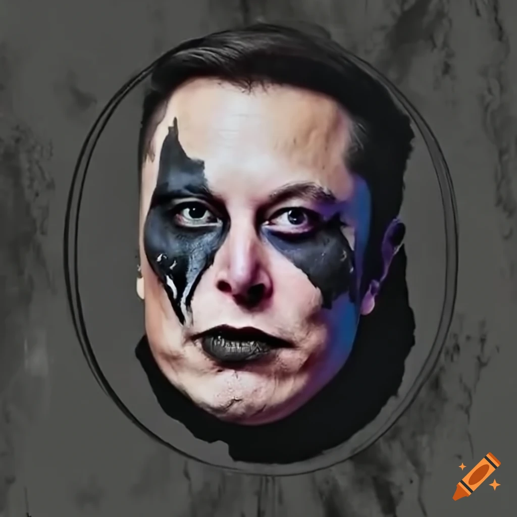 Elon Musk with face paint in black metal style on Craiyon