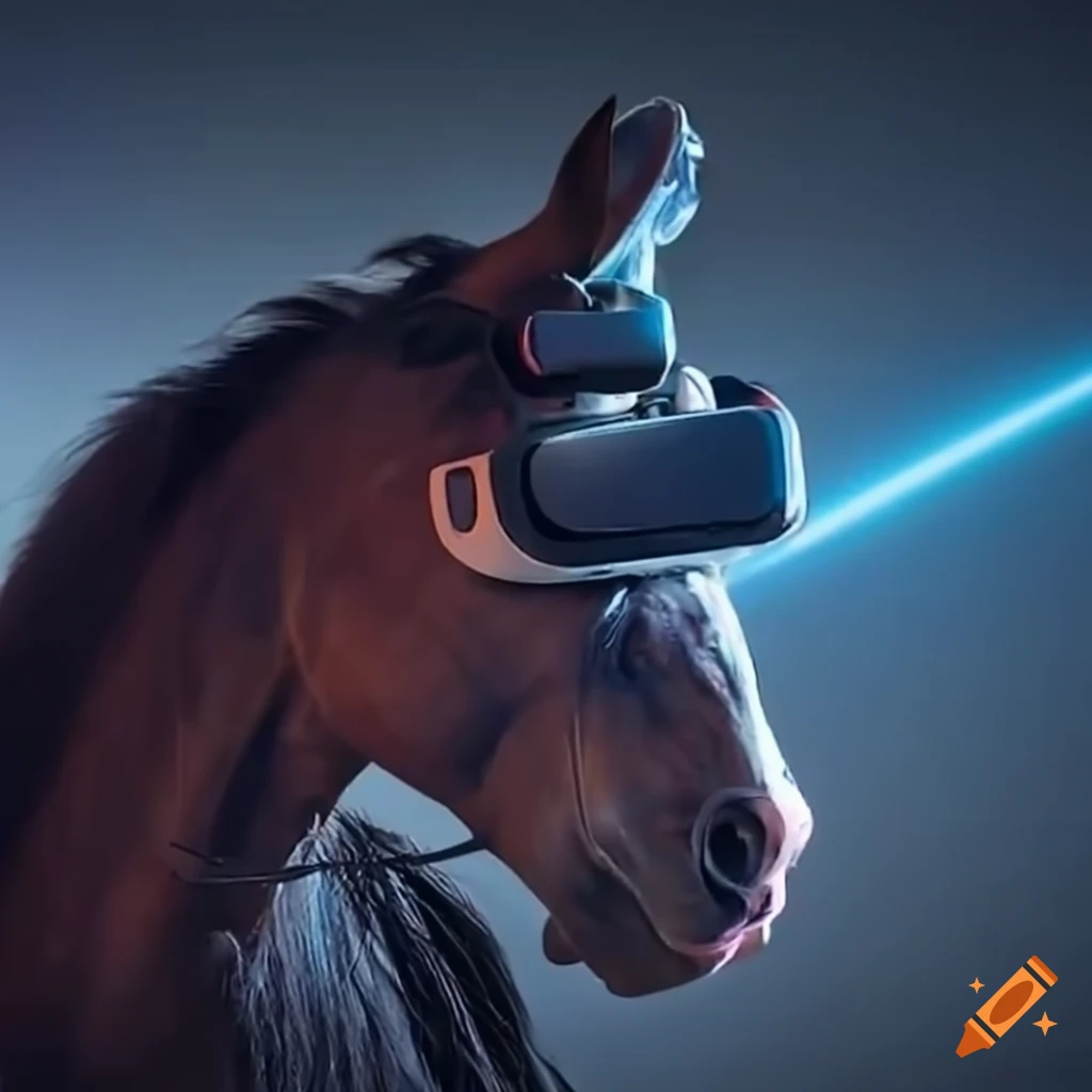 Horse with vr headset and laser projection on Craiyon