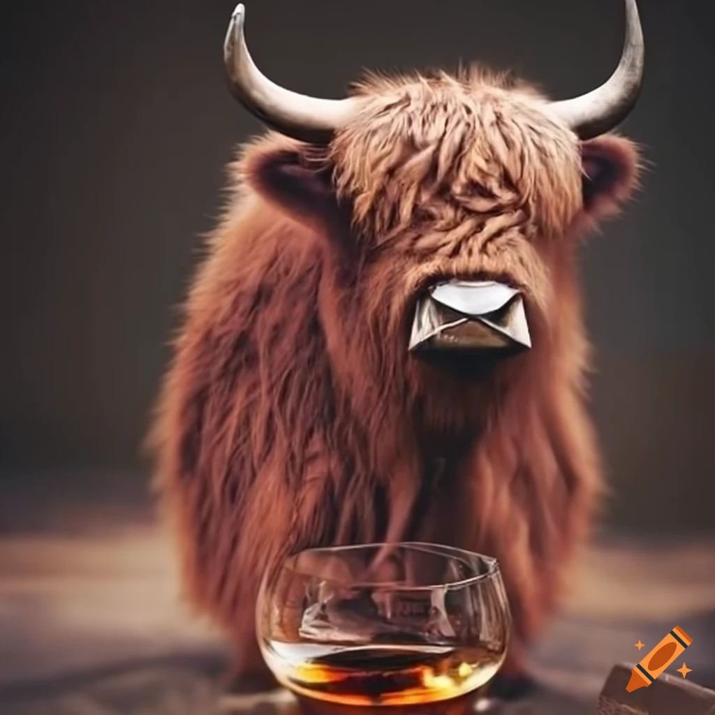 Yak drinking cognac on Craiyon