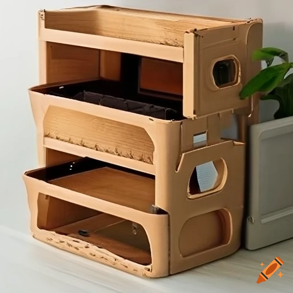 Futuristic solarpunk-inspired eco-friendly storage stackable boxes on ...