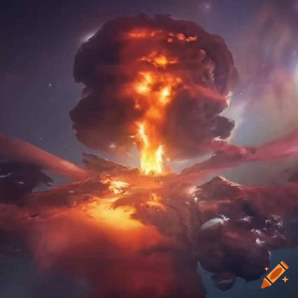 Explosion on a sci-fi space station on Craiyon