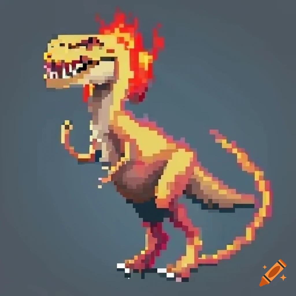 Fire-breathing pixel-art t-rex on Craiyon
