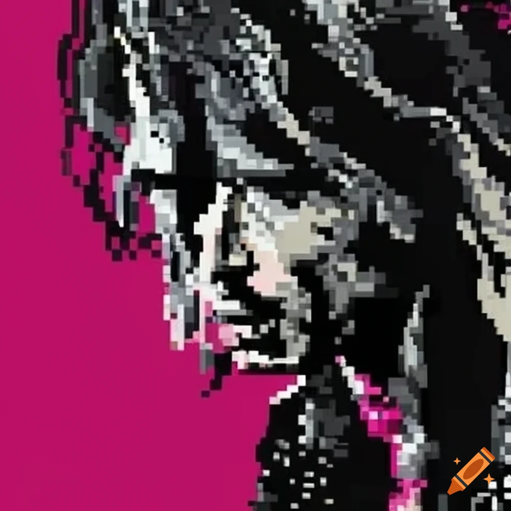 Pixel art illustration of iconic rock band aerosmith on Craiyon